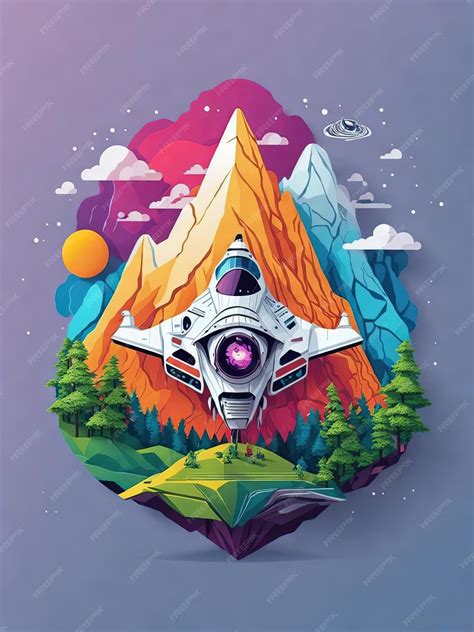 Premium Vector Illustrator Vector Spaceship Rises From The Forest