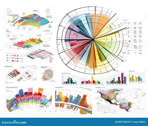 Data Visualization Chart Diagram Colorful Illustration With White Background Stock Illustration