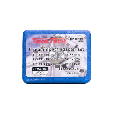 Set Maleta Tooltech 6 Dados De Adaptadores Impacto Reductor 1 4 3 8 1 2 Y 3 4