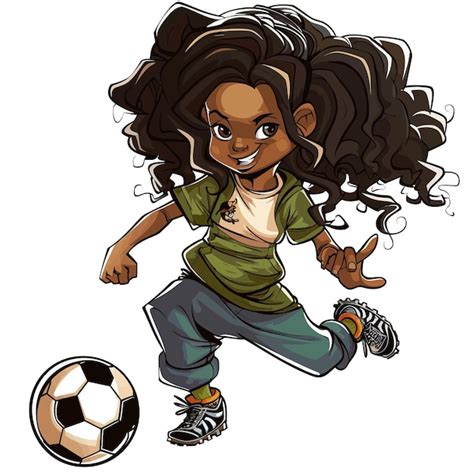 Un Dibujo De Una Chica Jugando Al Fútbol Con Una Pelota De Fútbol
