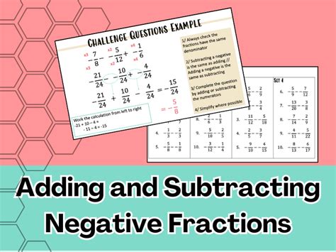 Adding And Subtracting Negative Fractions Lesson Teaching Resources