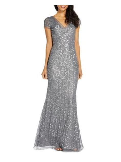 Adrianna Papell Beaded Mermaid Gown Grey In Gray Lyst
