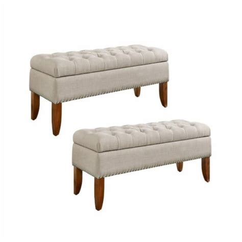 Home Square 2 Piece Tufted Storage Bed Bench Set In Beige 1 Frys