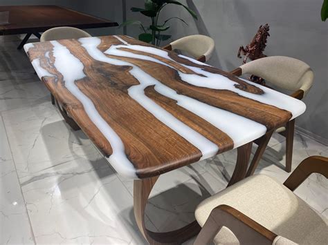 White Resin Table Custom Epoxy Dining Table By Tinella Wood