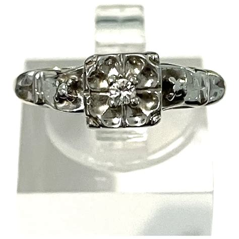 1950s Natural Diamond Solid 14k Two Tone White And Yellow Gold Illusion