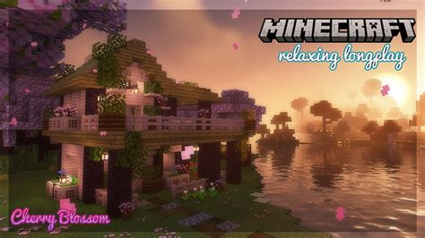 Minecraft Relaxing Longplay Cozy River Cottage Cherry Blossom No