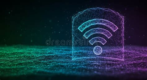 A Glowing Digital Wi Fi Symbol Composed Of Interconnected Lines And
