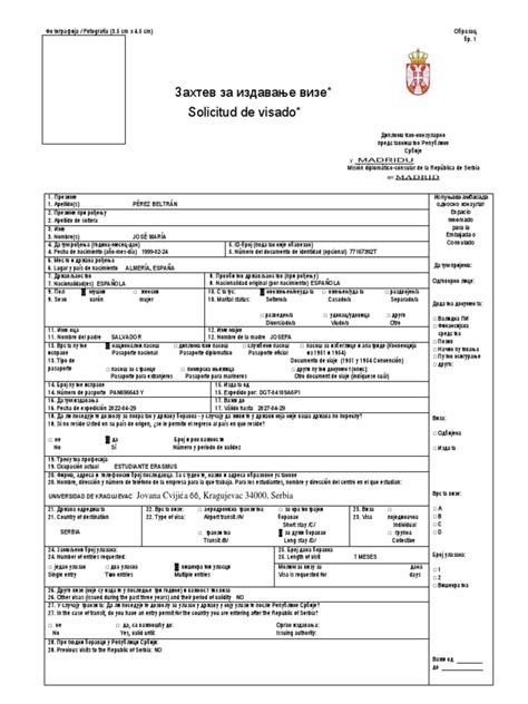 Visa Formulario Solicitud Pdf