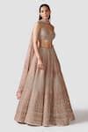 Buy Peach Lehenga And Blouse Organza Hand Embroidered Nasrin Bridal Set