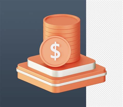 Premium Psd 3d Isometric Of Orange Money And Coins With Podium Icon