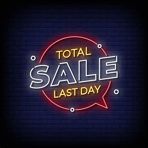Premium Vector Neon Sign Total Sale With Brick Wall Background Vector