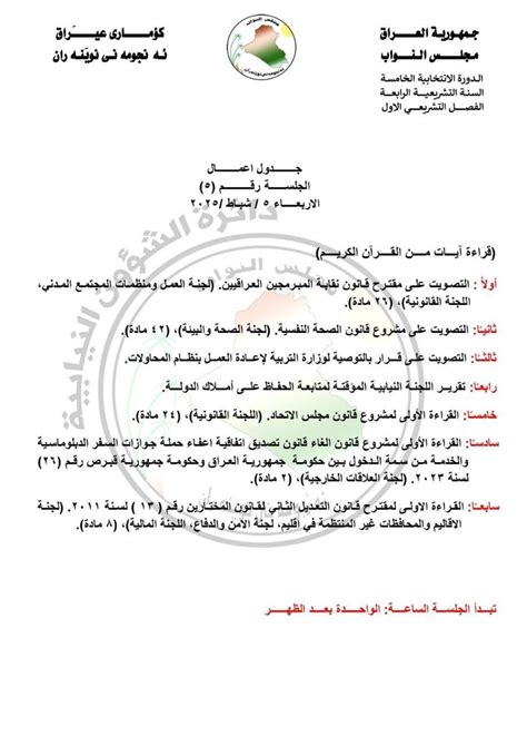 مجلس النواب ينشر جدول أعمال جلسة يوم غد الأربعاء وكالة الانباء