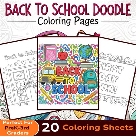 Back To School Doodle Coloring Pages First Day Of School Fun Coloring