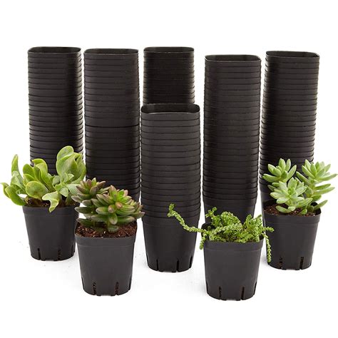 150 Pack Square Nursery Plastic Flower Pots Containers 26 Inch Black Mini Plant Container For