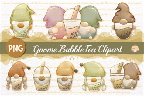 Cute Gnome Bubble Tea Watercolor Clipart Graphic By Dailycutedoodles
