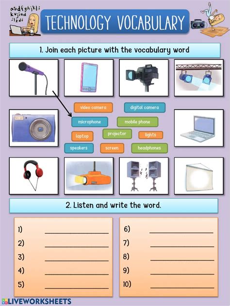Technology Vocabulary Unit 5 Worksheet Technology Vocabulary