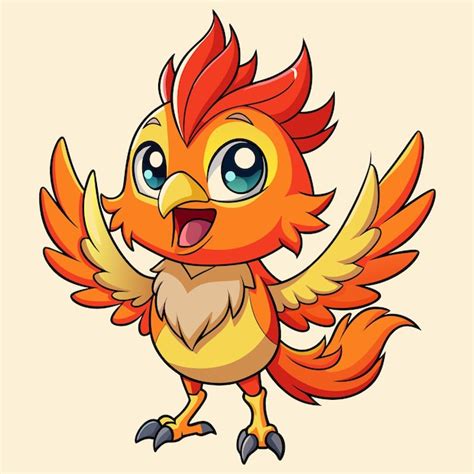 Sweet And Cute Phoenix Cartoon Vector Premium Ai Generated Vector