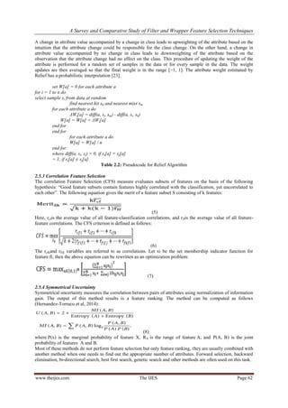A Survey And Comparative Study Of Filter And Wrapper Feature Selection