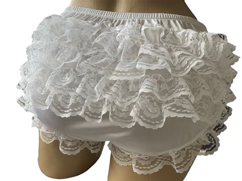 White Nylon Tricot Adult Sissy Ruffle Panties Fetish Cosplay Etsy Uk