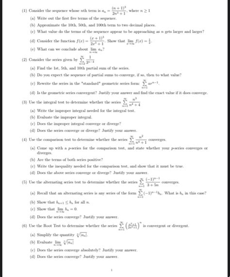 solved 1 consider the sequence whose nth term is n 1