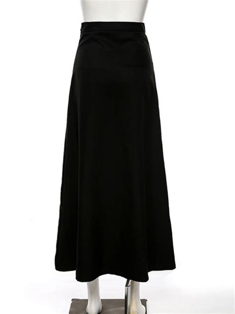 Black High Waist Split Front Maxi Skirt Choies