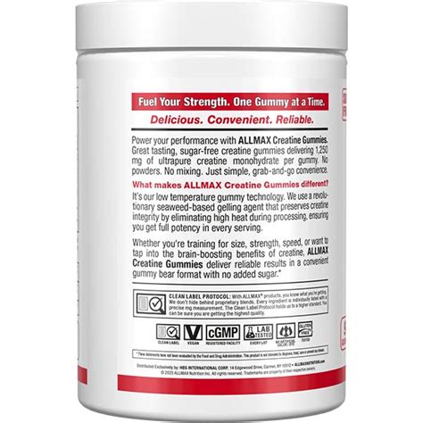 Allmax Creatine Gummies Convenient Sugar Free Creatine Monohydrate