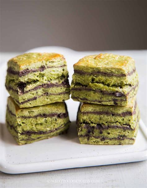 Layered Matcha Red Beans Scones