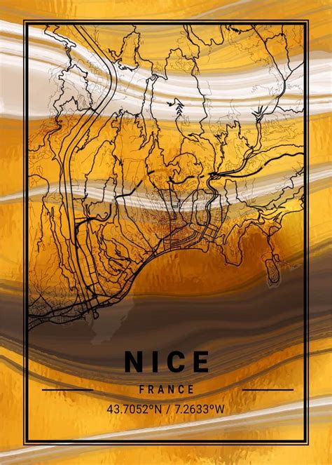 Nice France Daisy Marble Map Stock Illustration Illustration Of