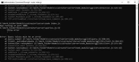 Nodejs “query Values Must Be An Array” Error With In Nodejs Stack