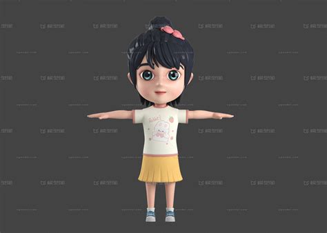 原创卡通小女孩模型模型 孩子 女模型库 Mayamamb模型下载 Cg模型网