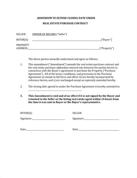 Addendum Agreement Template