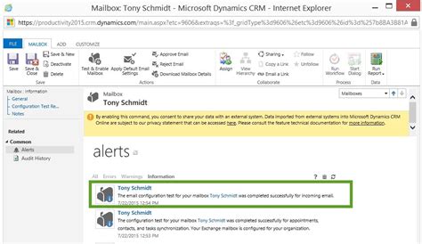 test and enable mailboxes in microsoft dynamics crm 2015 microsoft