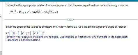 solved determine the appropriate rotation formulas to use so
