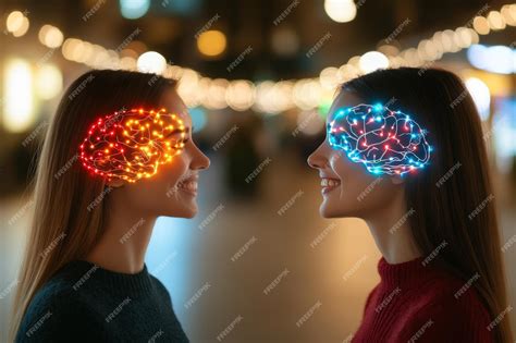 Cranial Organ Cerebral Function Conceptual Representation Of Two Women Connected By Neural