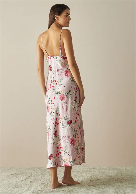 Buy All Over Floral Print Satin Slip Dress With Lace Detail Splash Uae