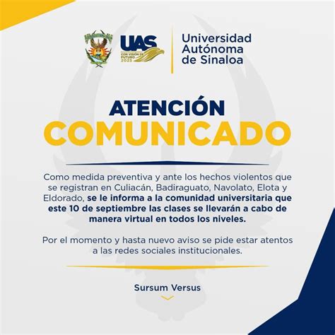La Uas Y Uadeo Anuncian Clases Virtuales Mañana Martes Ríodoce