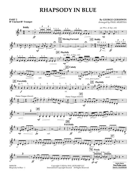 Rhapsody In Blue Arr Paul Murtha Pt 2 Bb Clarinet Bb Trumpet By