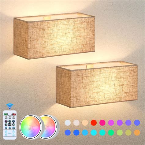 Battery Operated Wall Sconces Set Of 2 Dimmable LED Wall Lights With