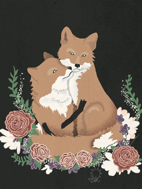 Brown Floral Foxy In Love Get Married Sticker For Sale By