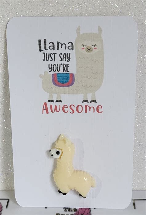 Llama Pocket Hug Resin Llama Pocket Hug Token Mounted On T Etsy