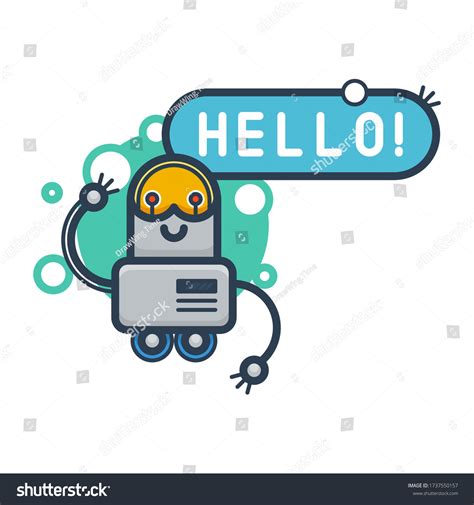 Cute Robot Say Hello Vector Flat Stock Vector Royalty Free 1737550157