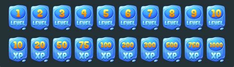 Set Of Water Game Level Ui Icons Blue Banners 14320374 Vector Art At