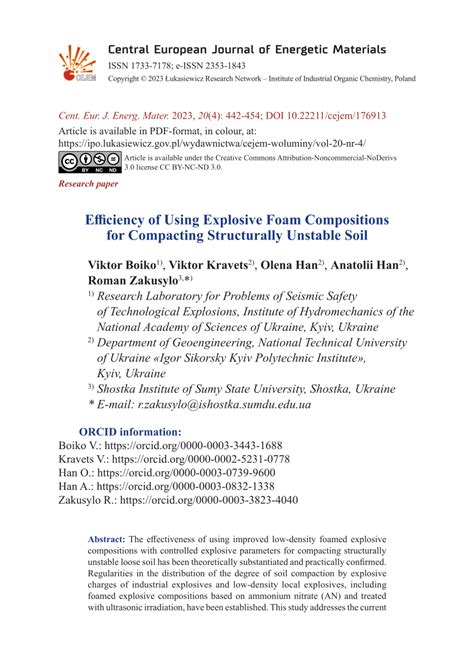 PDF Efficiency Of Using Explosive Foam Compositions For Compacting