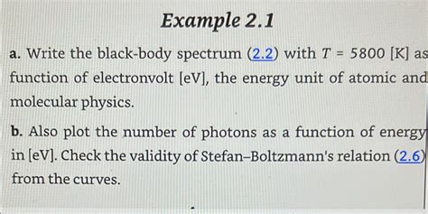 Example 2 1 Na Write The Black Body Spectrum 2 2