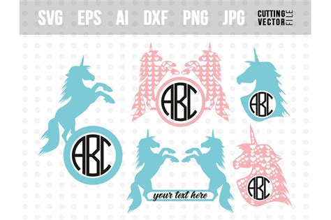 Unicorn Vector Bundle Svg Eps Ai Dxf Png  By Craftartshop