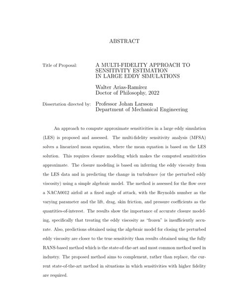 Pdf A Multi Fidelity Approach To Sensitivity Estimation In Large Eddy