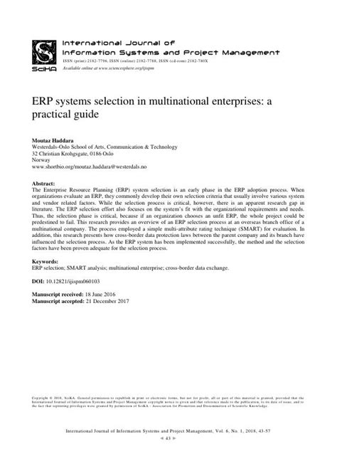 erp systems selection in multinational enterprises