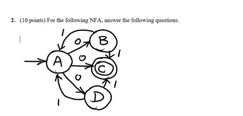 solved 2 10 points for the following nfa answer the
