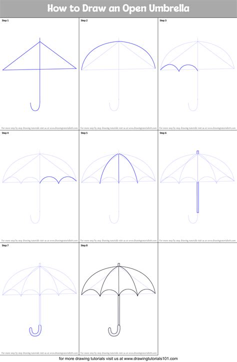 How To Draw An Open Umbrella Everyday Objects Step By Step DrawingTutorials