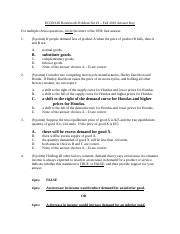 HomeworkProblemSet Fall AnswerKey Docx ECON Homework Problem Set Fall Answer